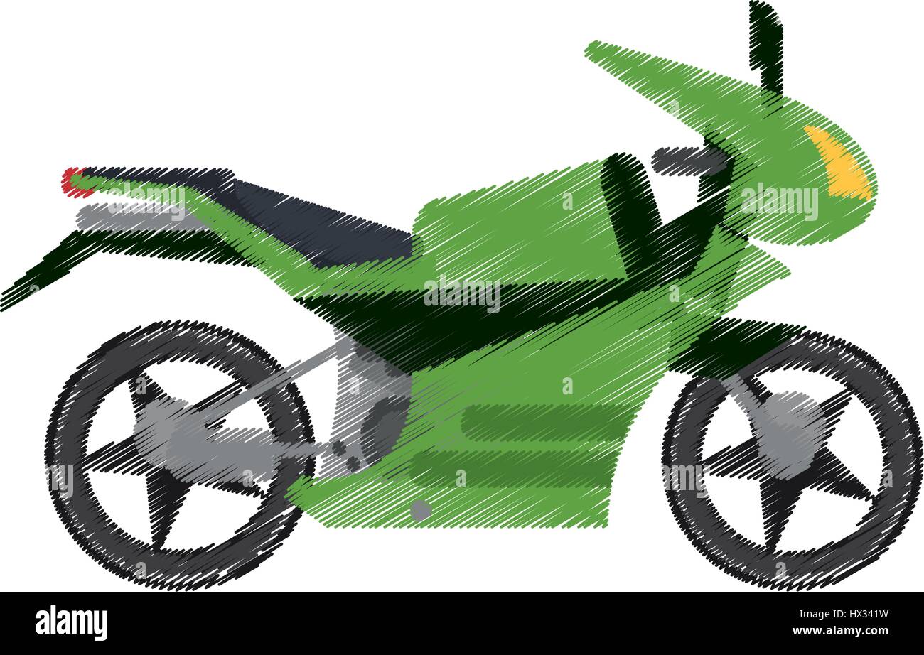 drawing green motorcycle transport image Stock Vector Image & Art - Alamy
