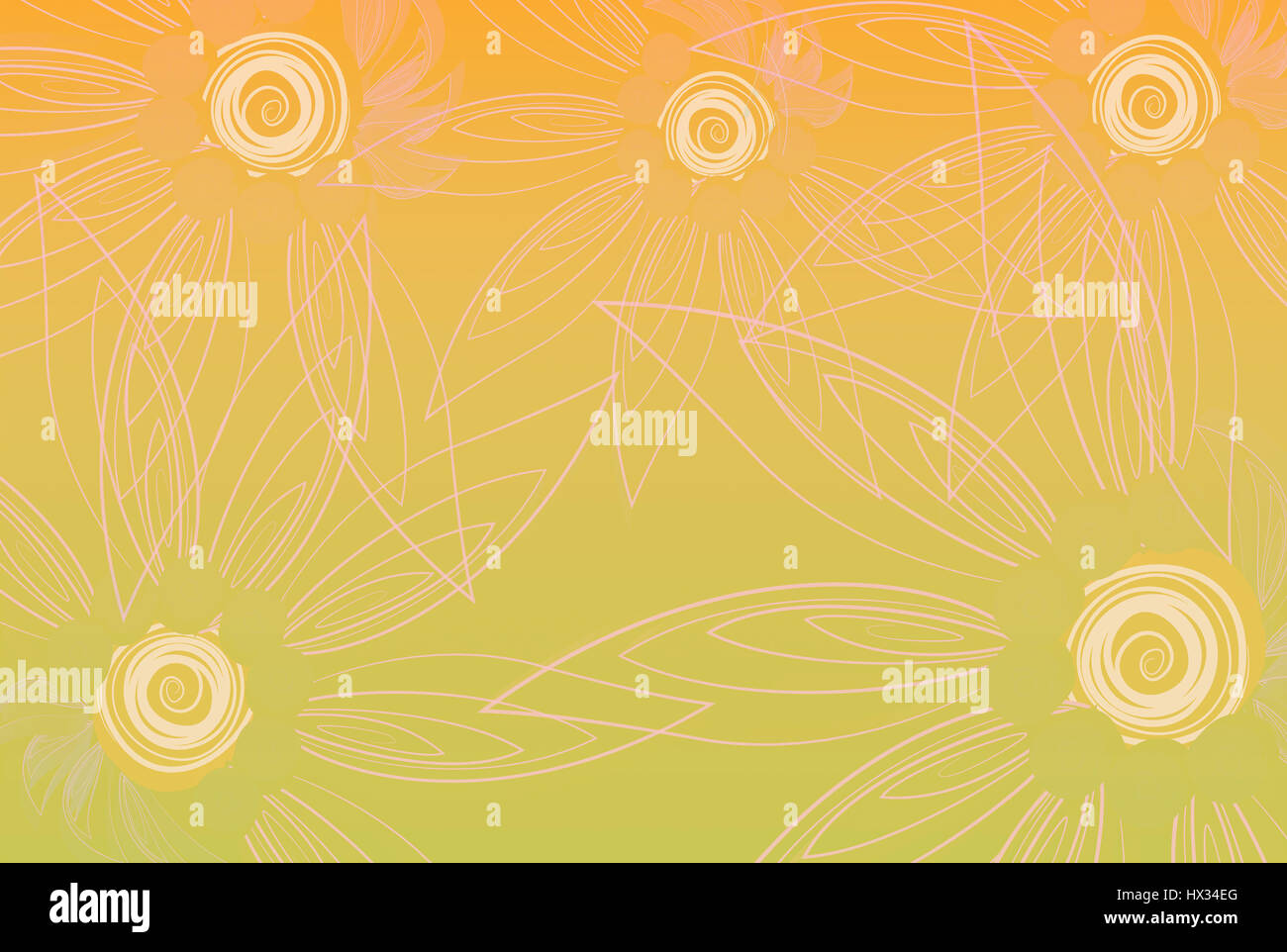 Gradient orange-to-green background with squilling flowers Stock Photo ...