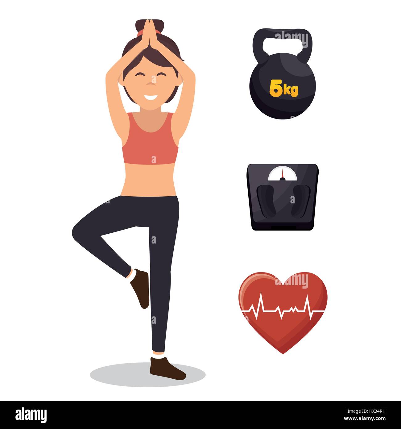 Character girl fitness gym icons hi-res stock photography and images ...