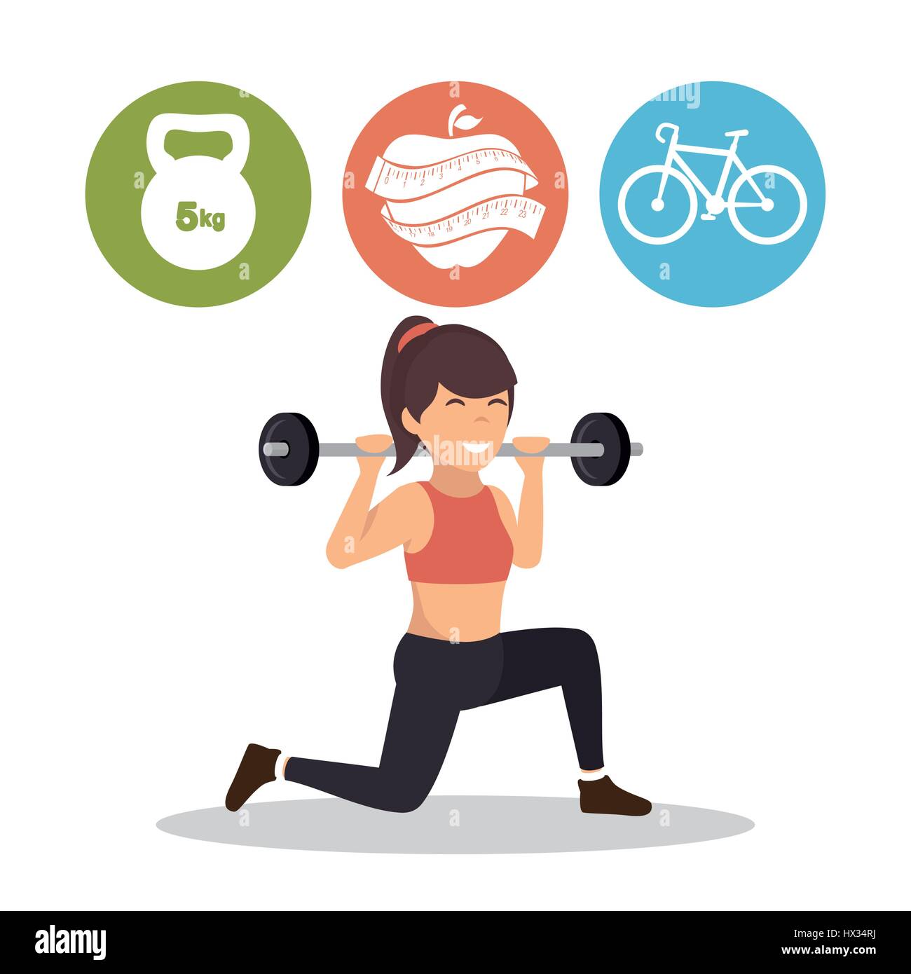 Character girl fitness gym icons hi-res stock photography and images ...