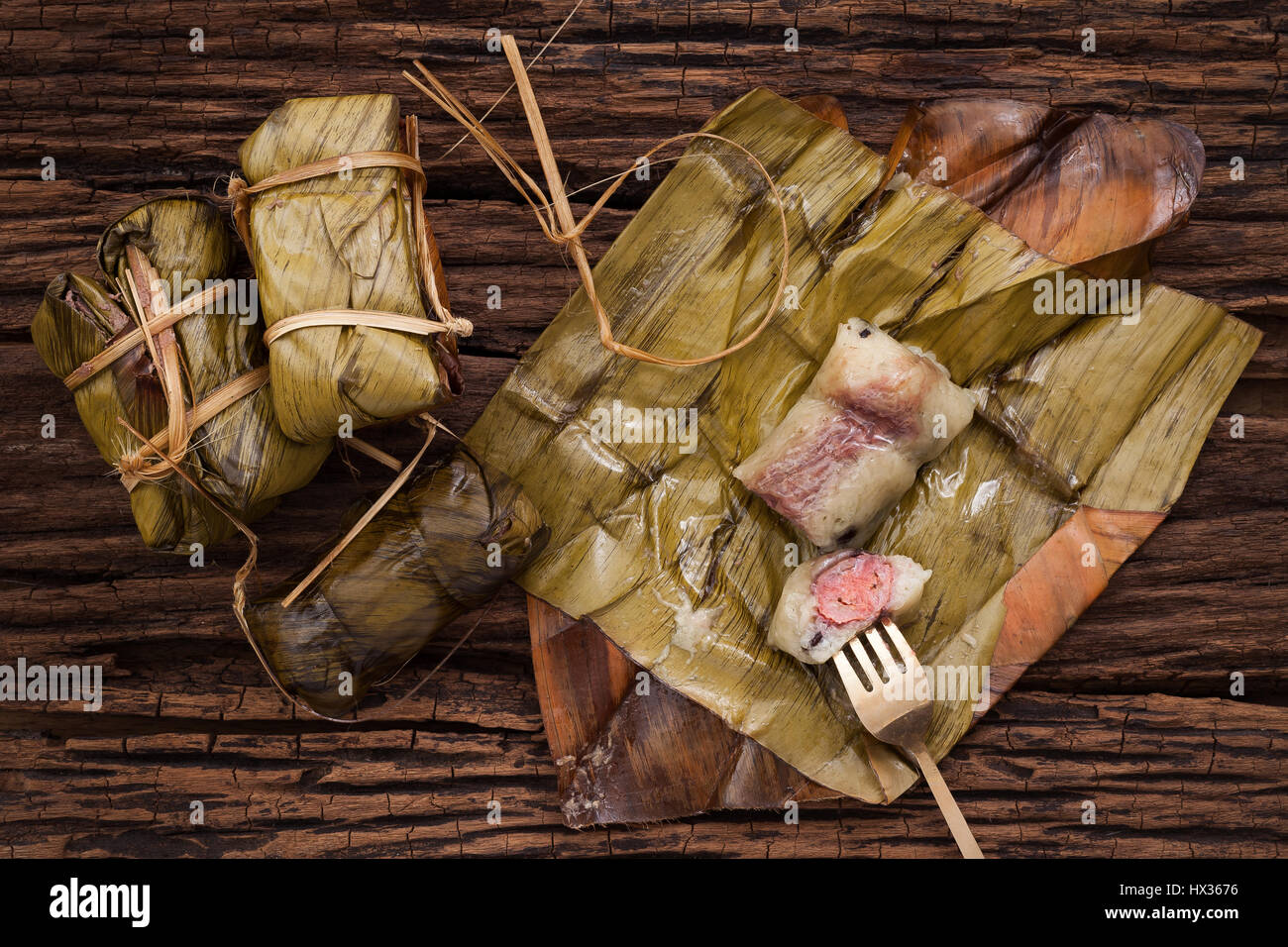 Khao Tom Mat - Thai dessert - Sticky Rice, Banana and Black Beans ...
