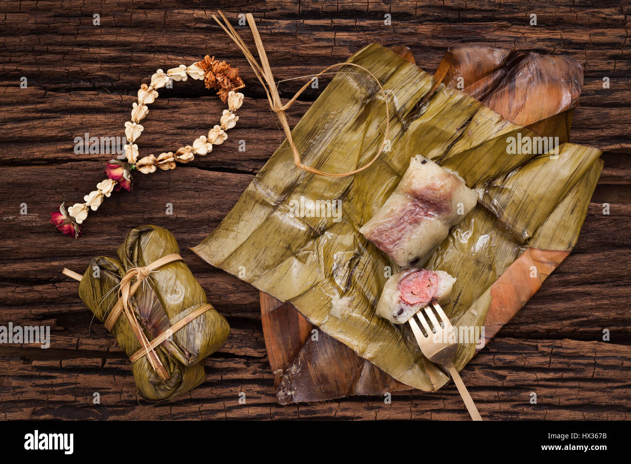 Khao Tom Mat - Thai dessert - Sticky Rice, Banana and Black Beans ...