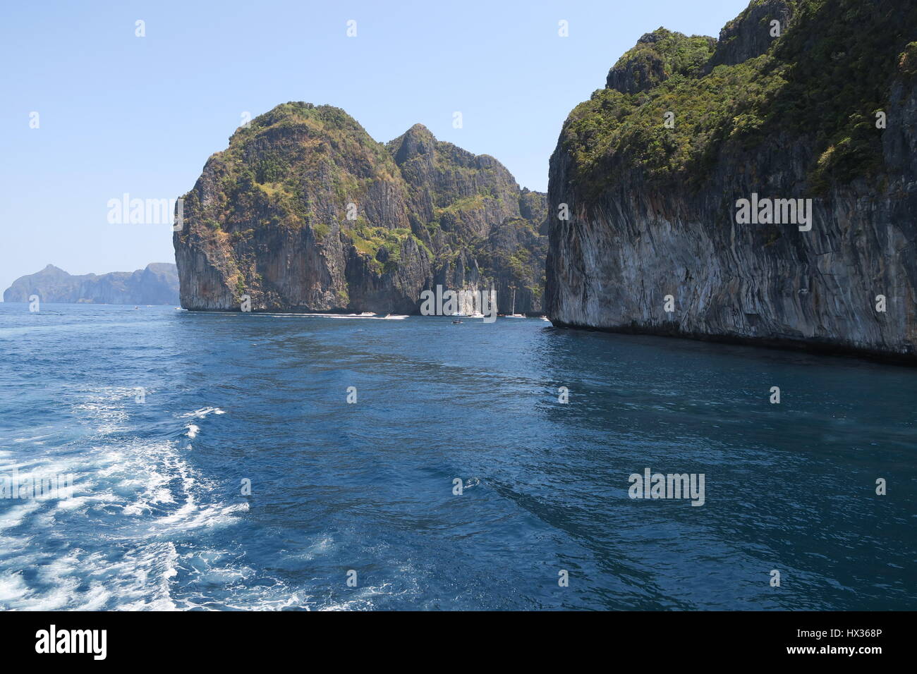 On the way to Phi Phi island, Thailand. Clear crystal sea Stock Photo ...