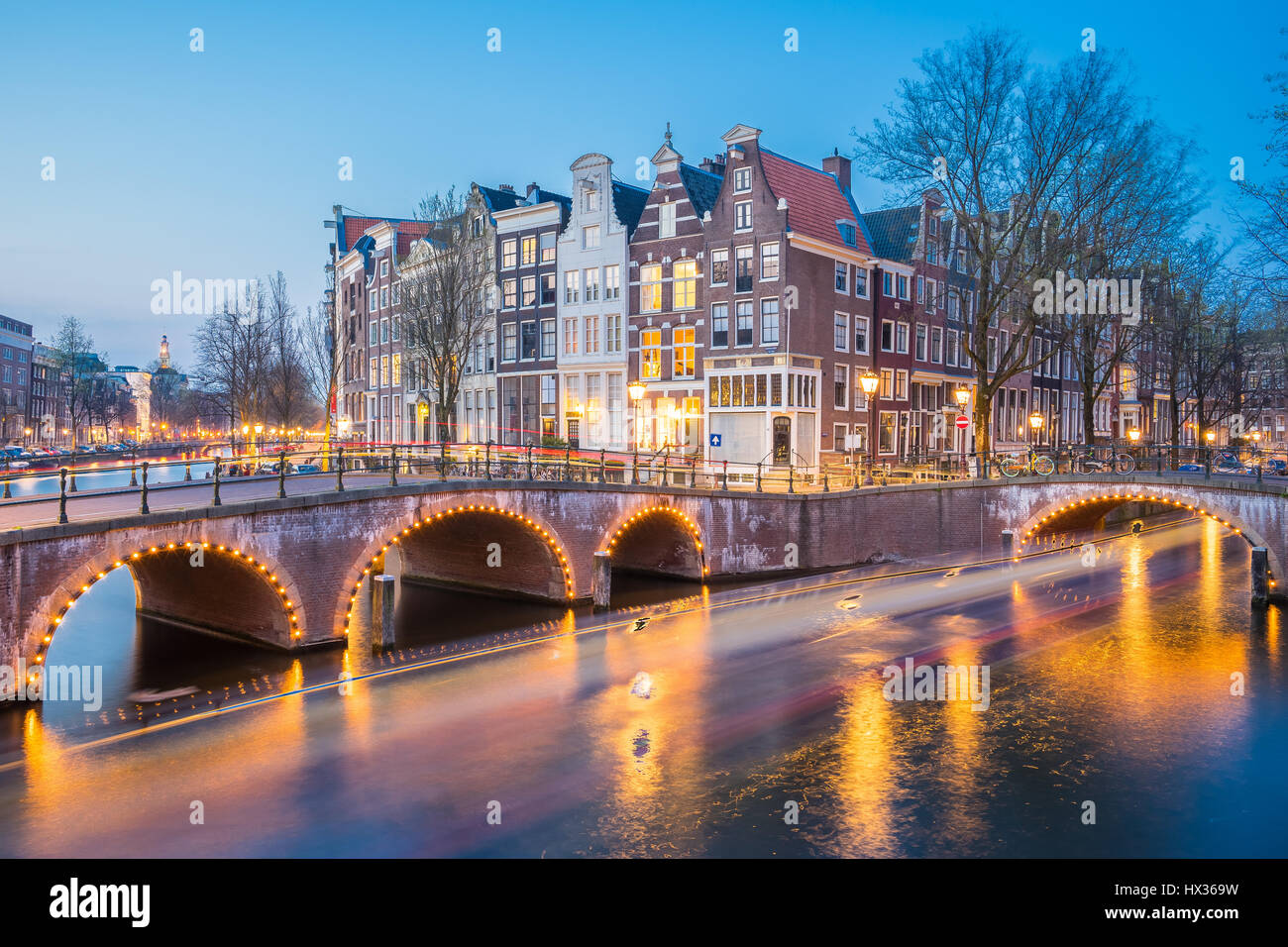 Night view of Amsterdam city skyline at night in Netherlands Stock ...