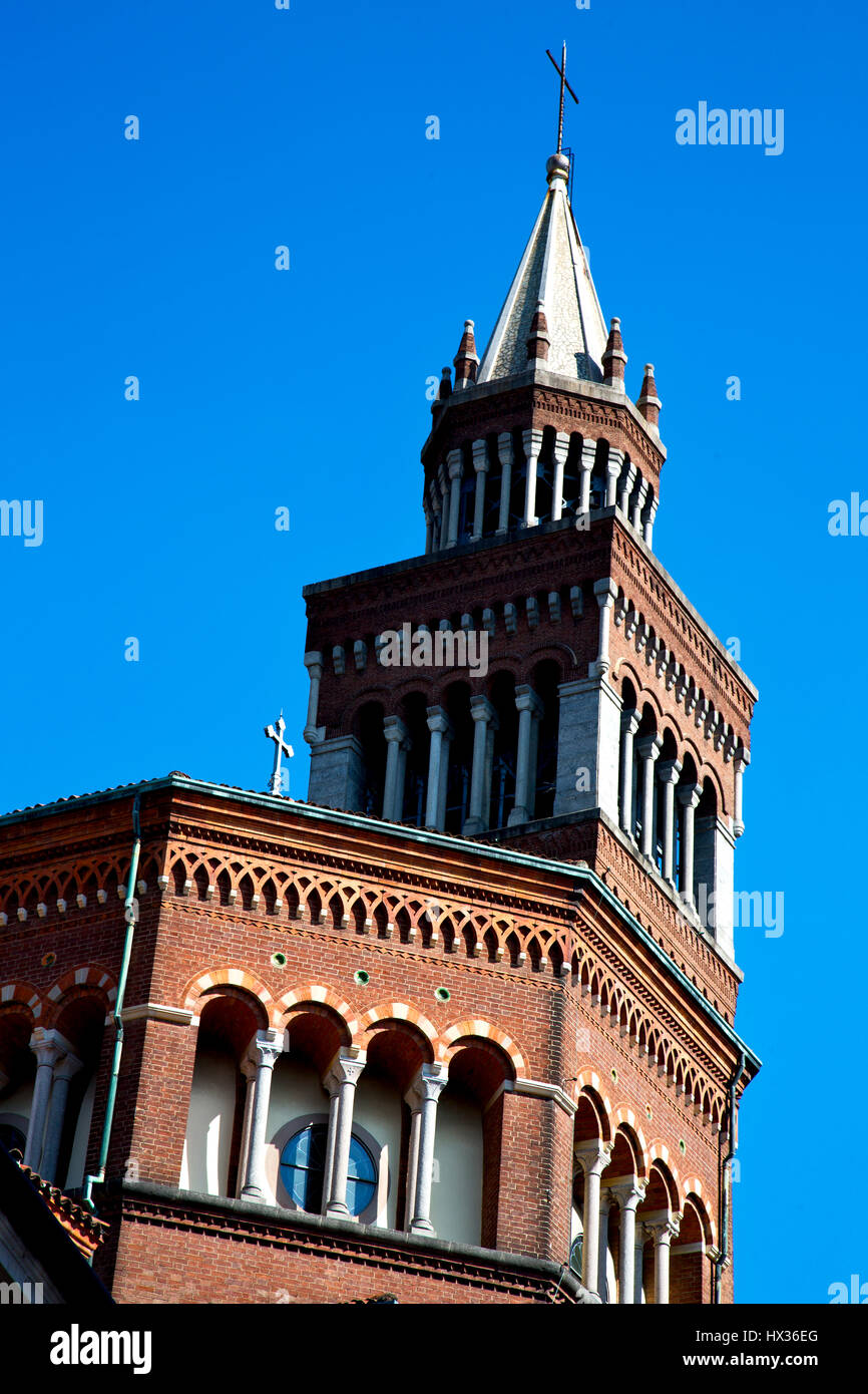 italy lombardy in the castellanza old church closed brick tower wall ...