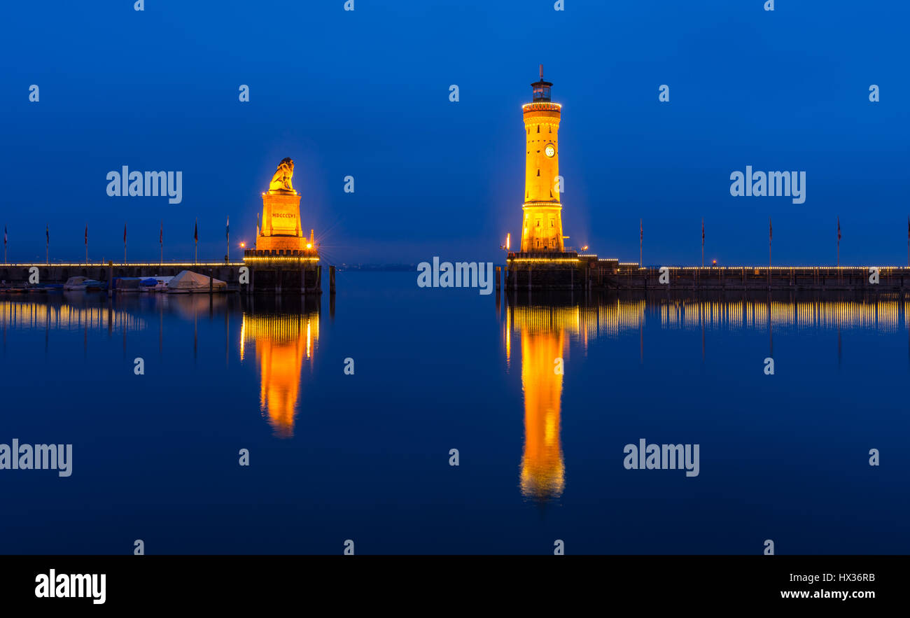 Lindau Lighthouse at night Stock Photo - Alamy