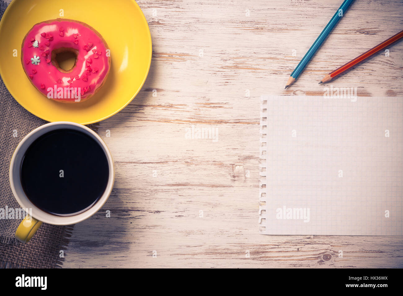 Coffee break with snack Stock Photo - Alamy