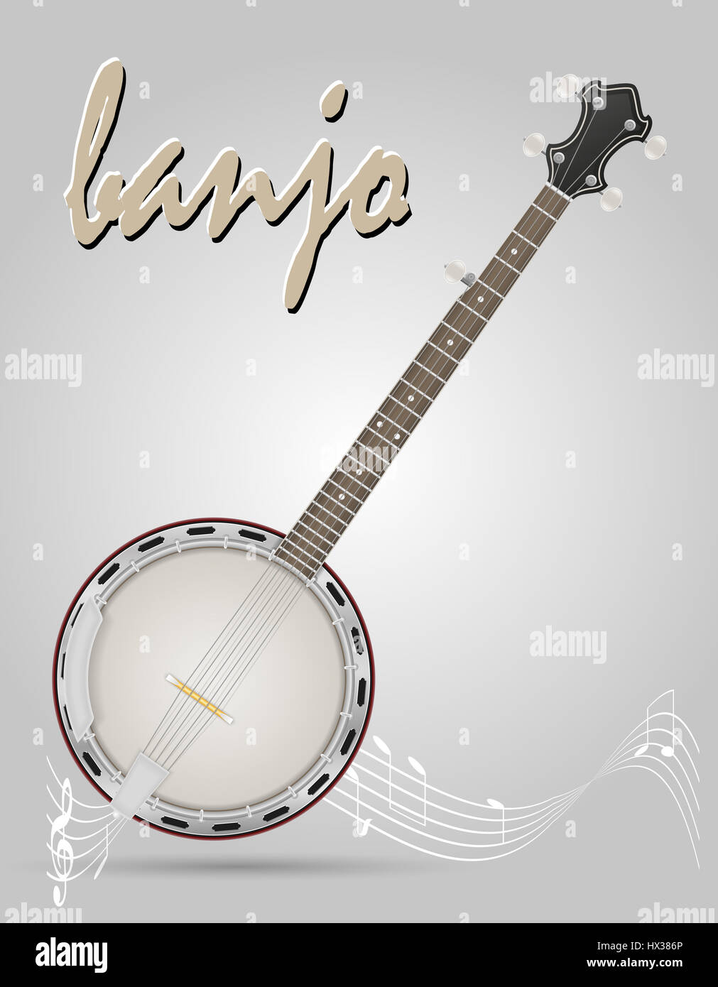 banjo musical instruments stock illustration isolated on gray ...
