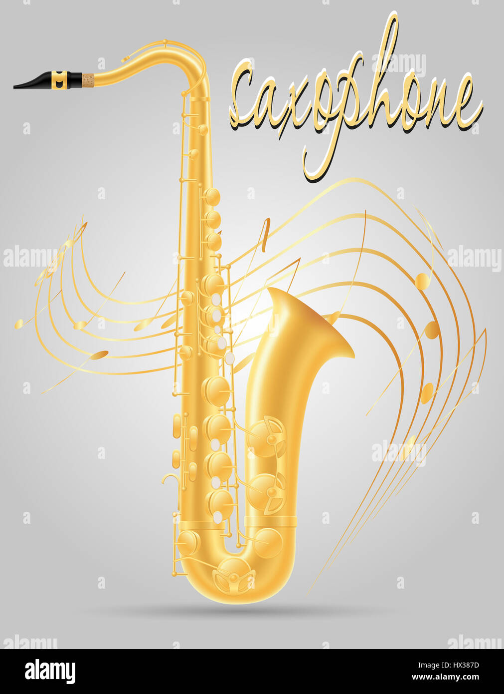 saxophone wind musical instruments stock illustration isolated on gray ...