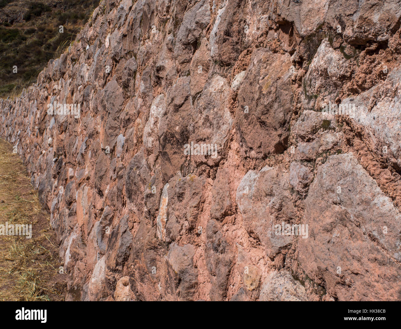 Red wall of the Inca, historical ruins in Moray Stock Photo - Alamy