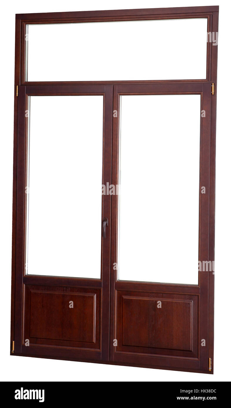 Plastic window with double glazed windows, simulates the dark mahogany ...