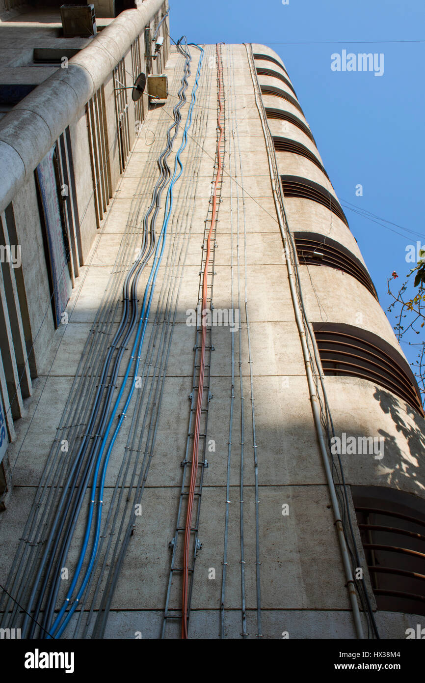 building with wires Stock Photo - Alamy