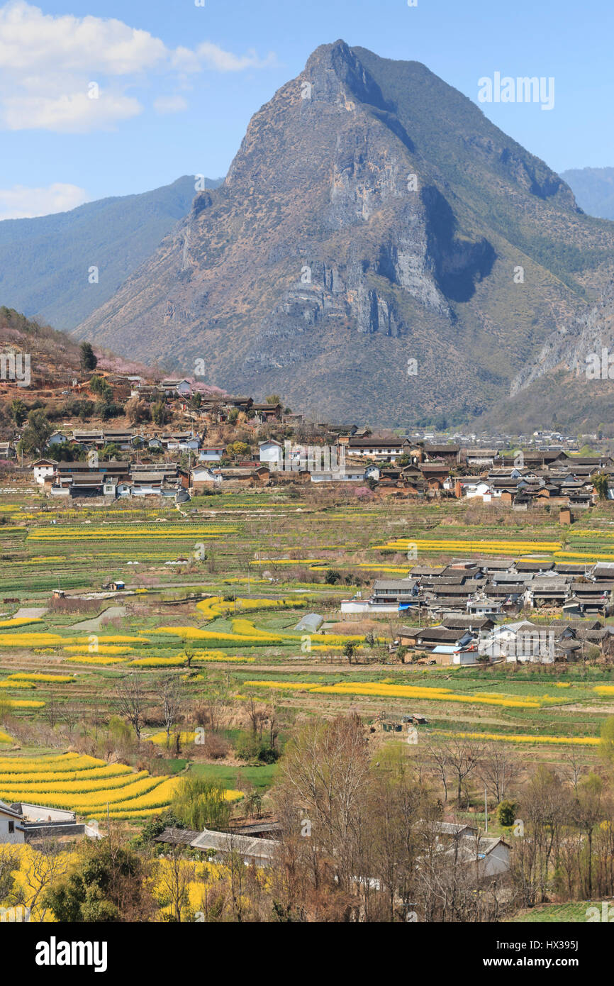 ShiGu village near Lijiang, aerial view. ShiGu is in Yunnan, China, and ...