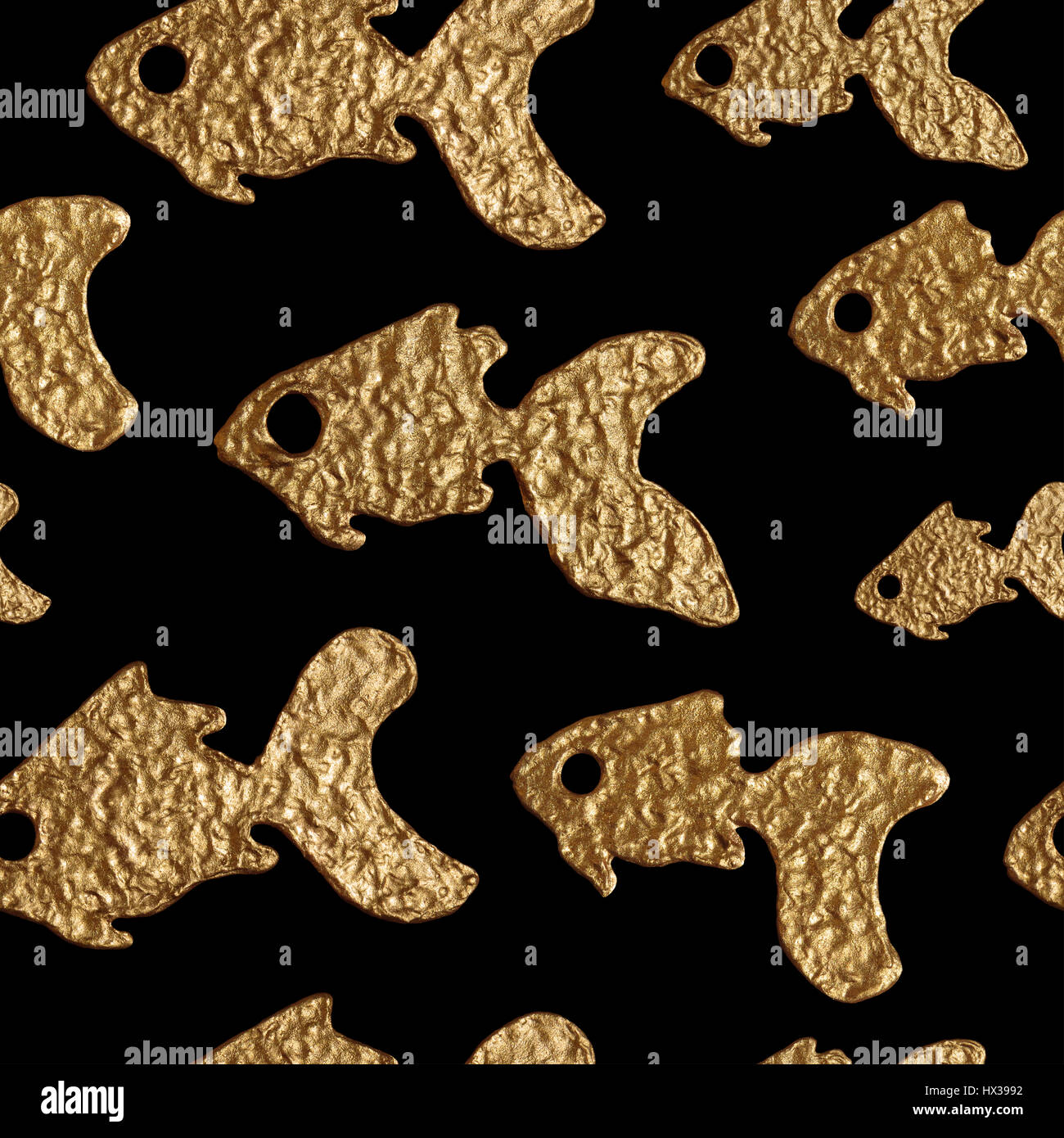 Gold fishes seamless pattern. Hand painted sea background. Abstract ...