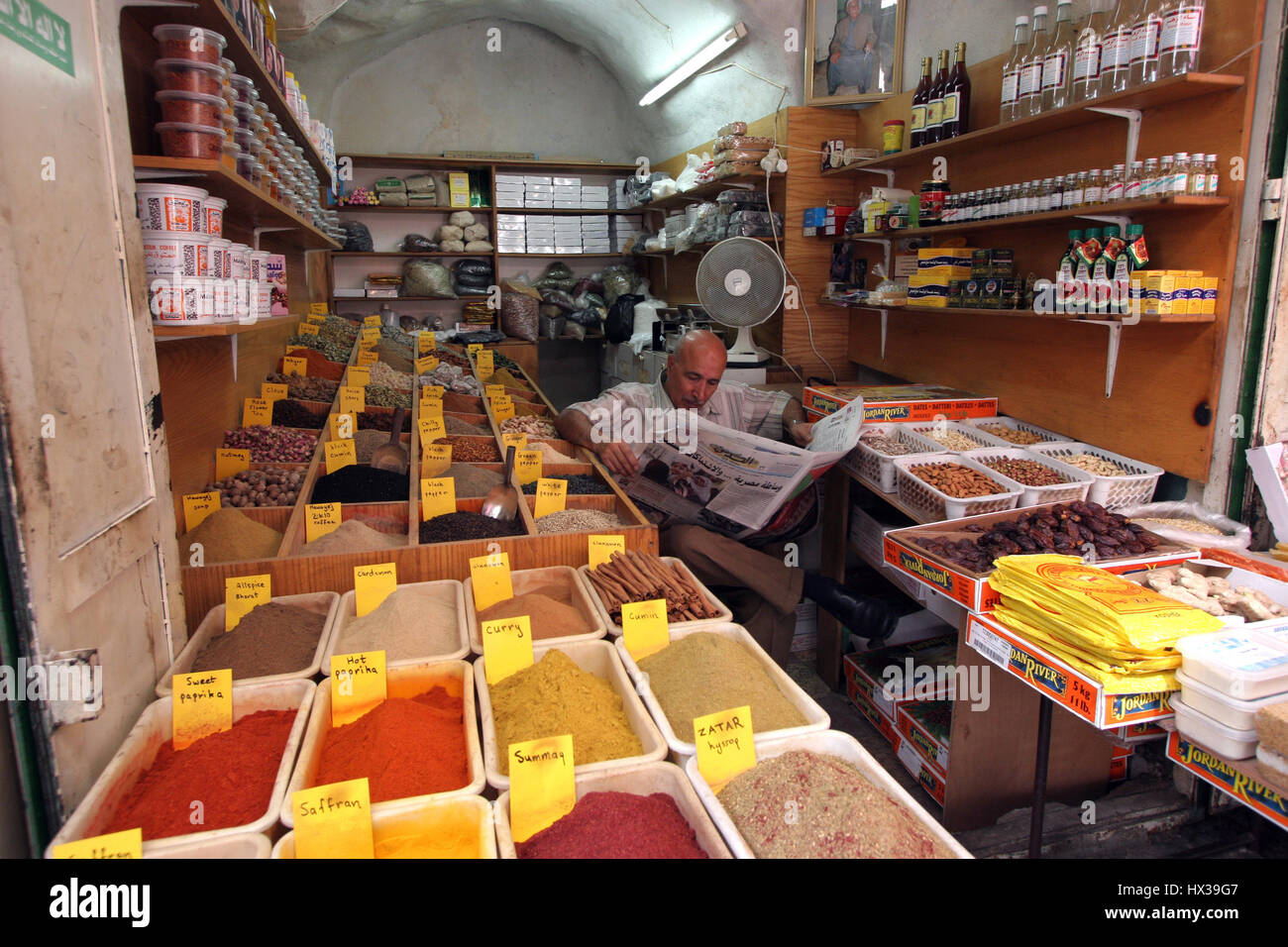 Spices at a market in the souq of the Muslim Quarter in Jerusalem, IL ...