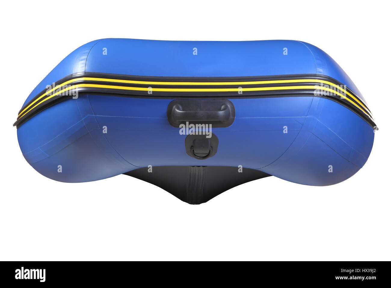 The bow inflatable rubber blue boats PVC with inflatable keel, isolated ...