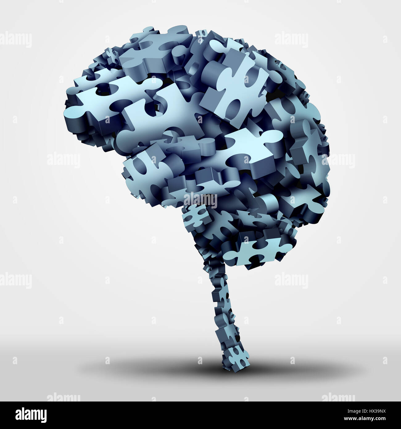 Brain puzzle concept and neurological or psychological health symbol as ...