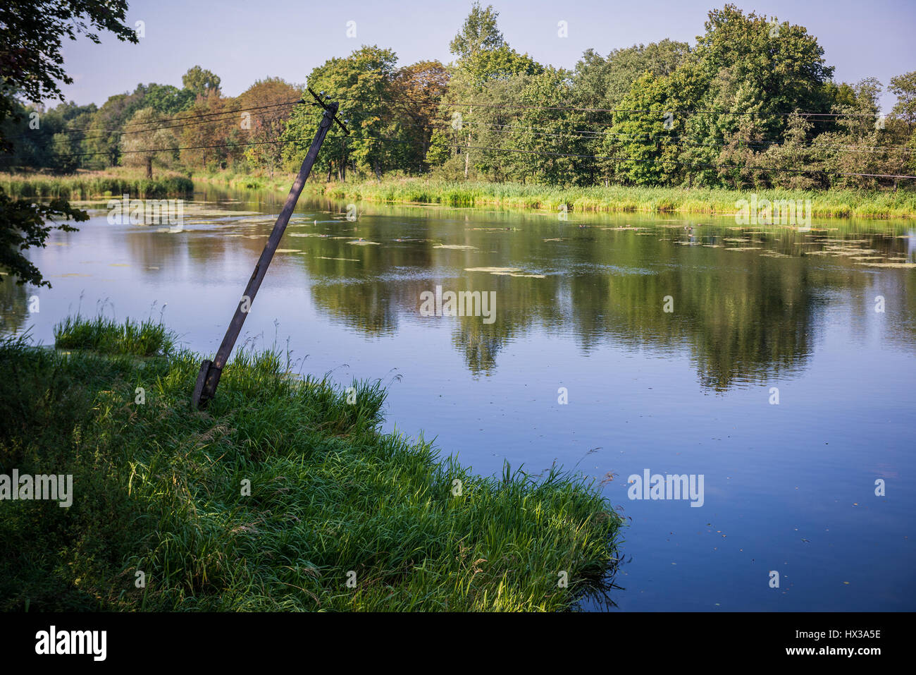 Pool on a Great Canal of Brda River in Barlogi village Kuyavian ...