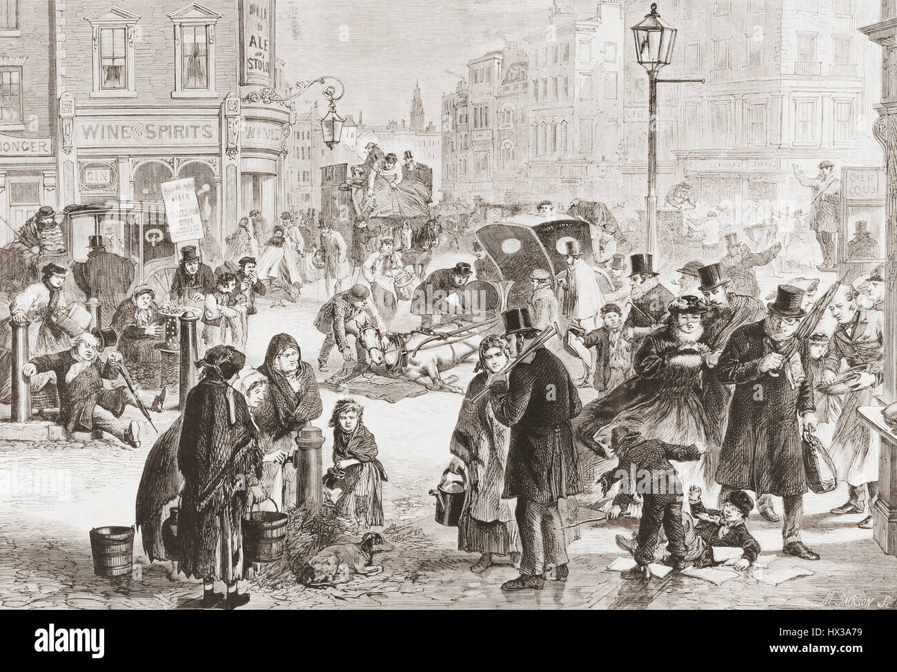 An icy cold day in London, England in the 19th century. From L'Univers ...