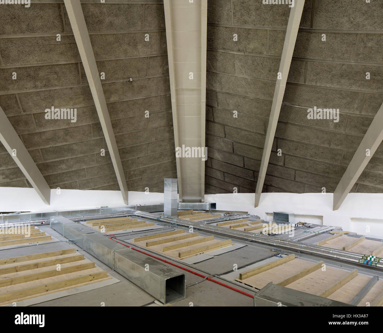 Interior view of exhibition space roof and Paraboloid roof. Design ...