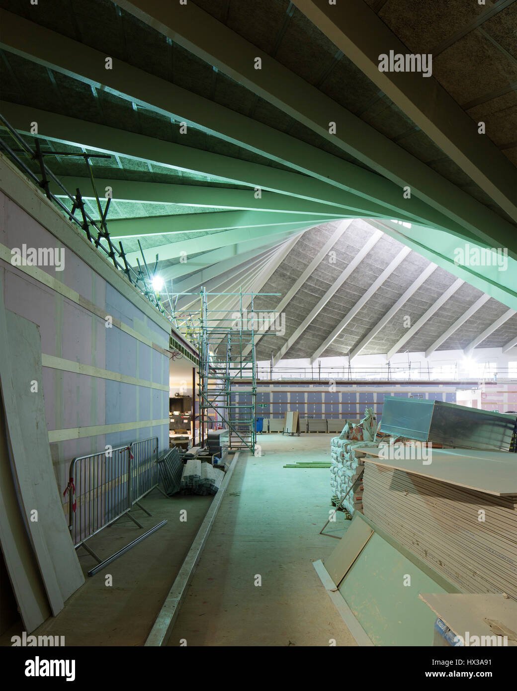 View of top floor exhibtion space under construction. Design Museum ...