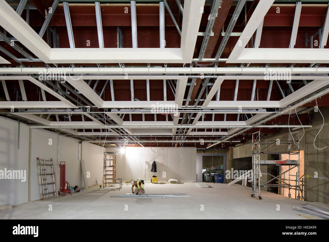 View of exhibition space under construction. Design Museum under ...