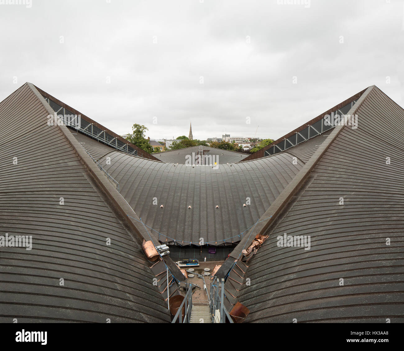 Exterior view of Paraboloid roof under construction. Design Museum ...