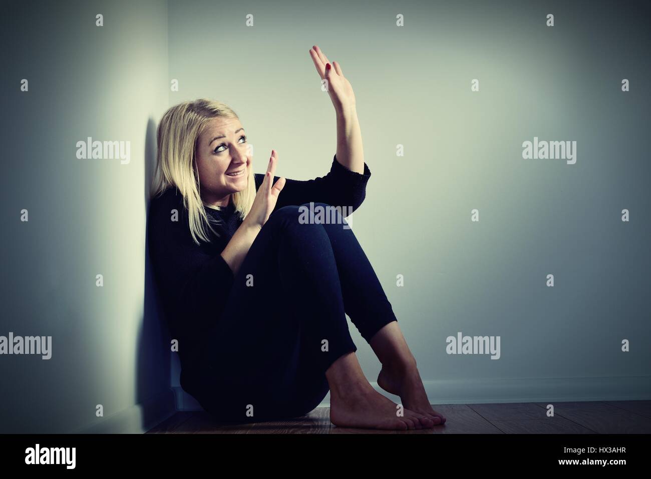 Scared woman. Afraid and screaming Stock Photo - Alamy Scared woman. Afraid and screaming Stock Photo - Alamy