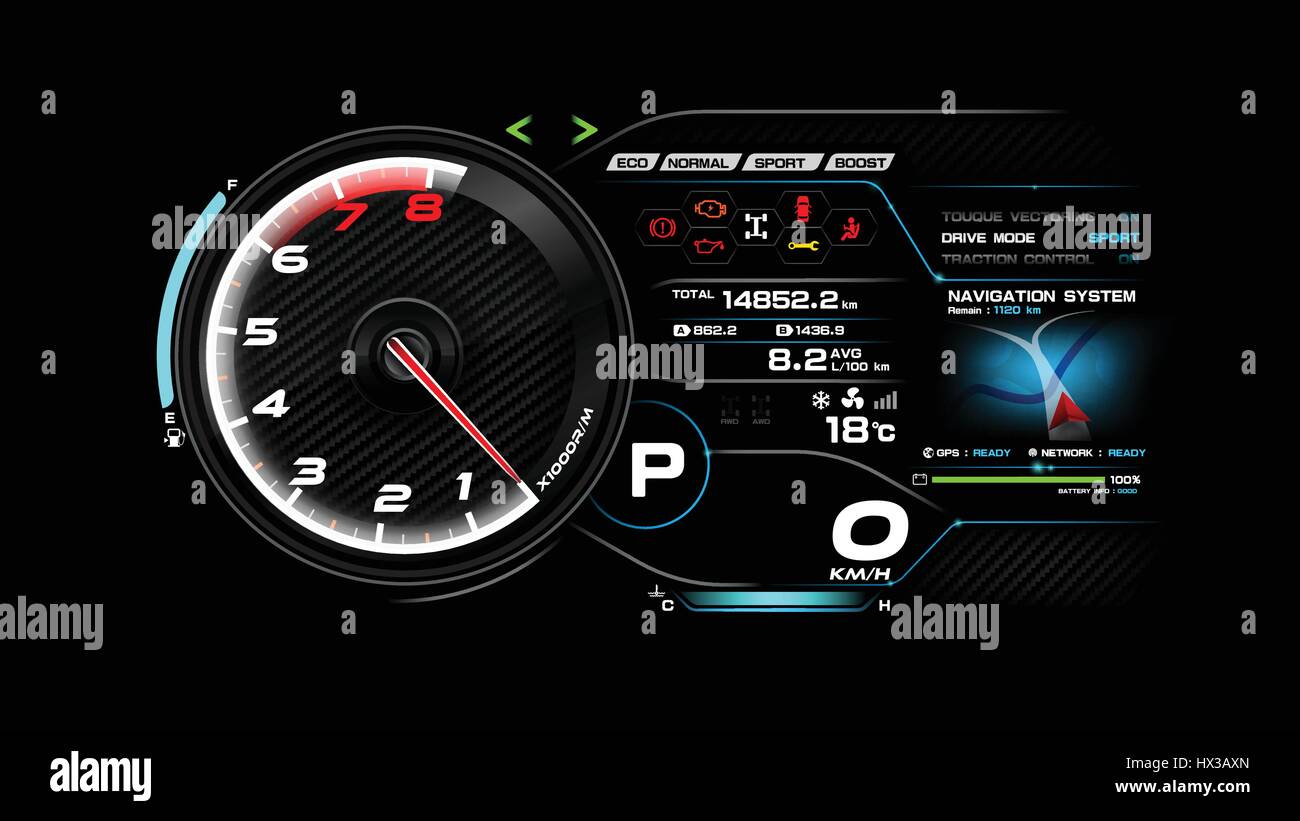 Futuristic automobile concept, Car dash board vector illustration eps ...
