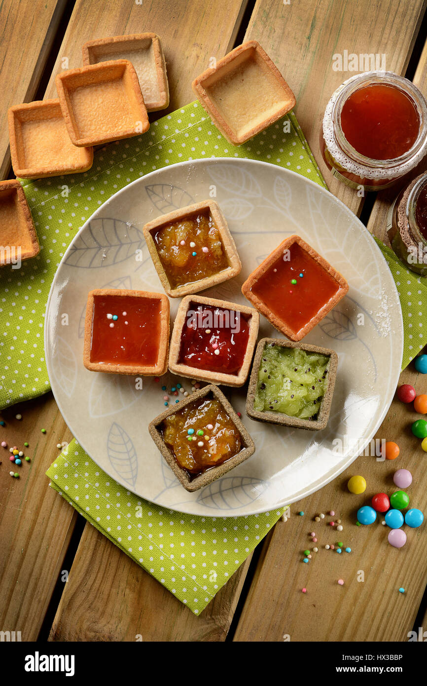 cookies with jam and assorted flavors - closeup Stock Photo - Alamy