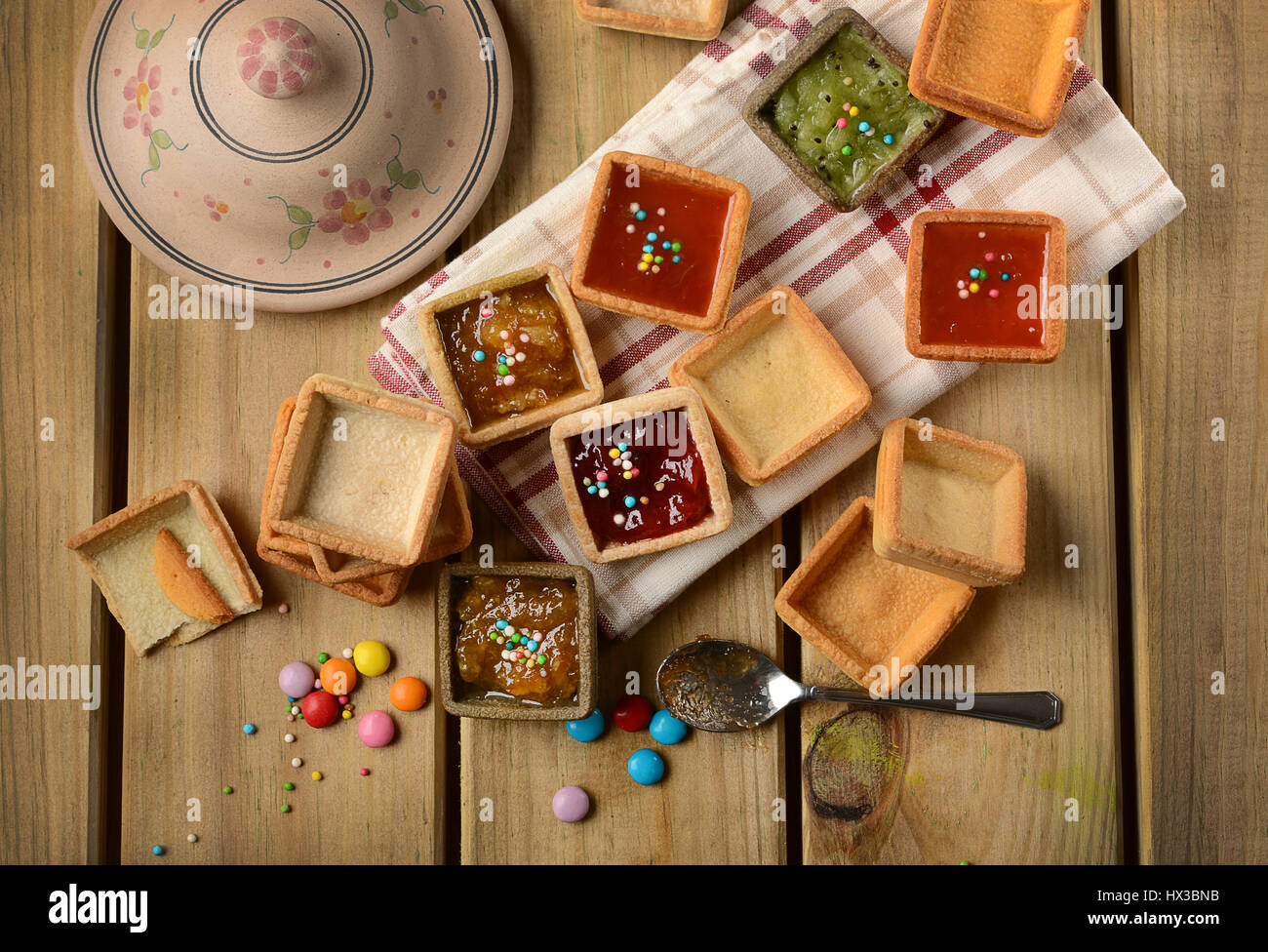 cookies with jam and assorted flavors - closeup Stock Photo - Alamy