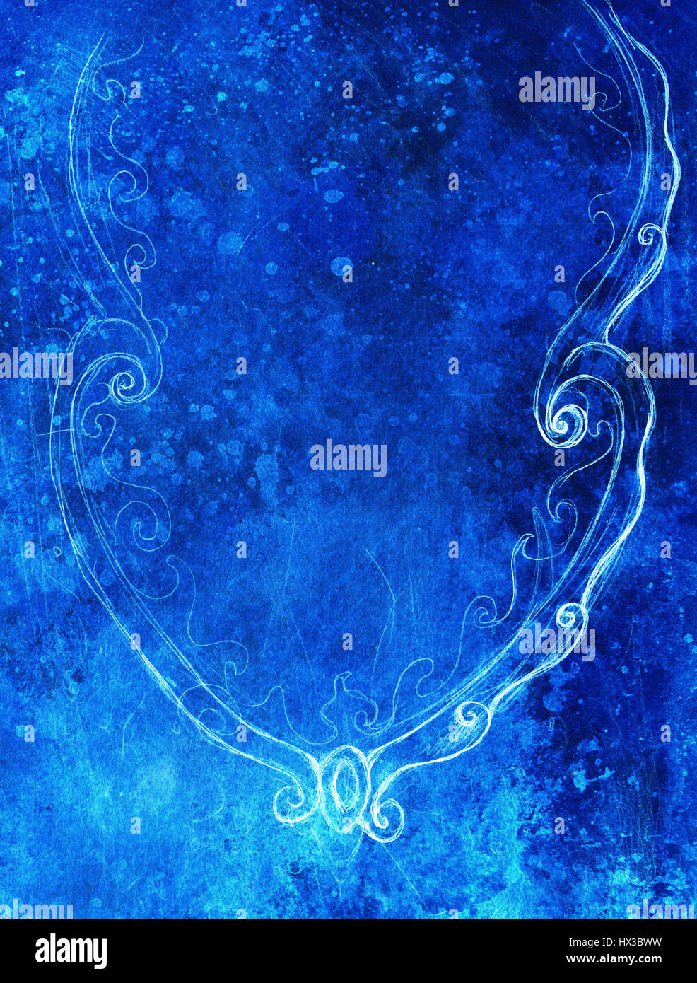 linear drawing of ornamental frame with filigrane pattern on abstract ...