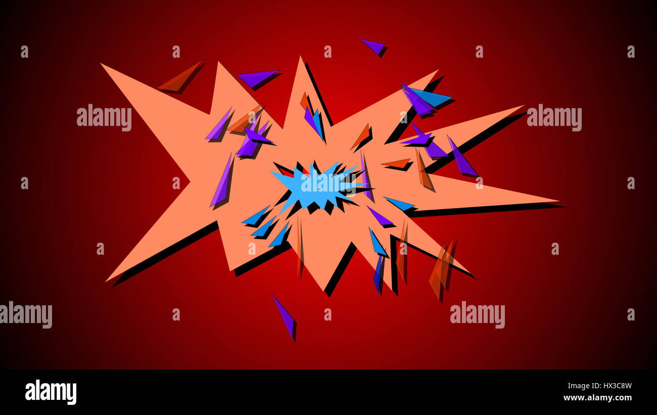 3d illustration of Comic book explosion on a red backdrop Stock Photo ...