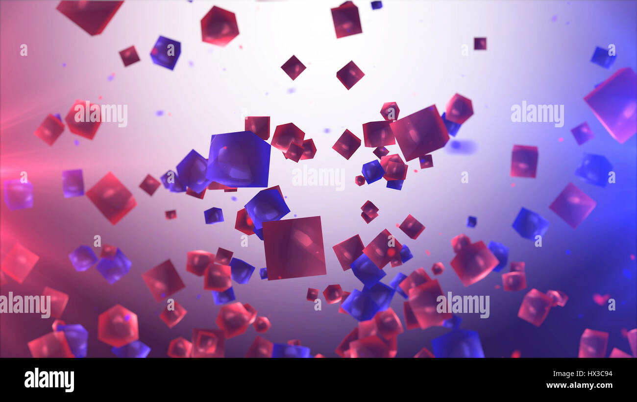 3d illustration of abstract red and blue cubes in the air Stock Photo ...