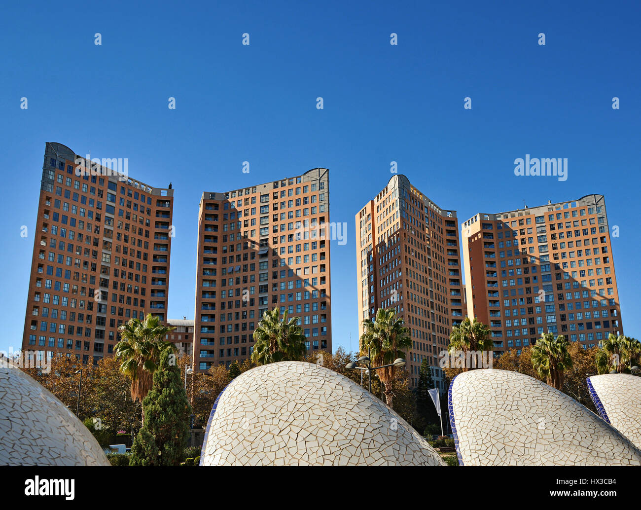 Modern tall building architecture in Valencia, Spain Stock Photo - Alamy