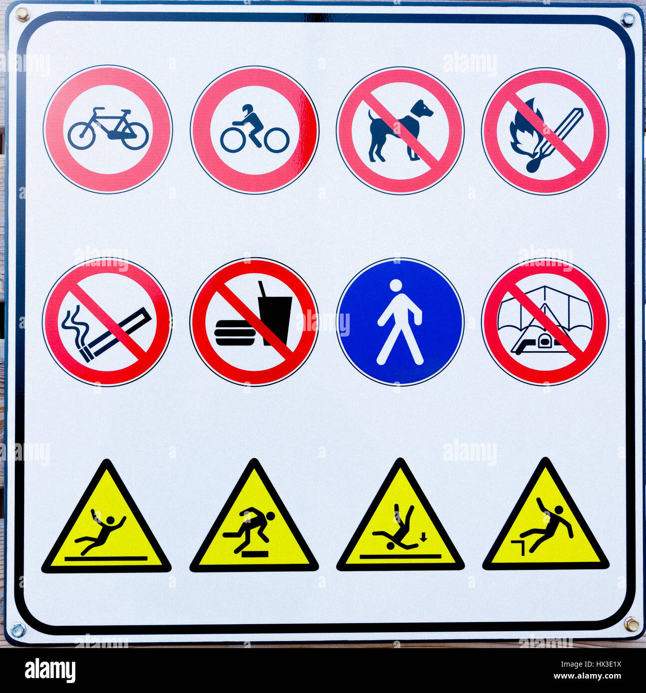 Collection of prohibition signs and warning signs Stock Photo - Alamy