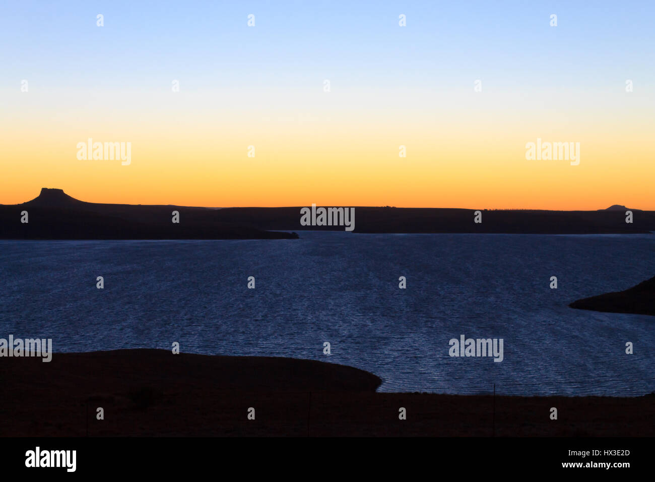 Sterkfontein Dam Nature Reserve dawn landscape, South Africa. African ...