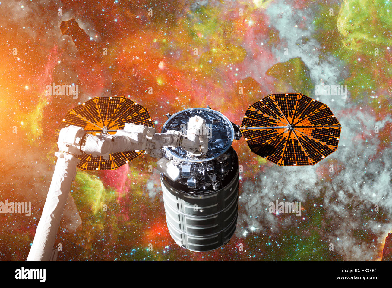 Cargo spacecraft - The Automated Transfer Vehicle over spiral galaxy ...