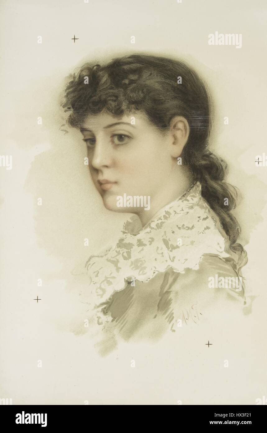 Portrait of a brunette woman from the profile view, 1900. From the New ...