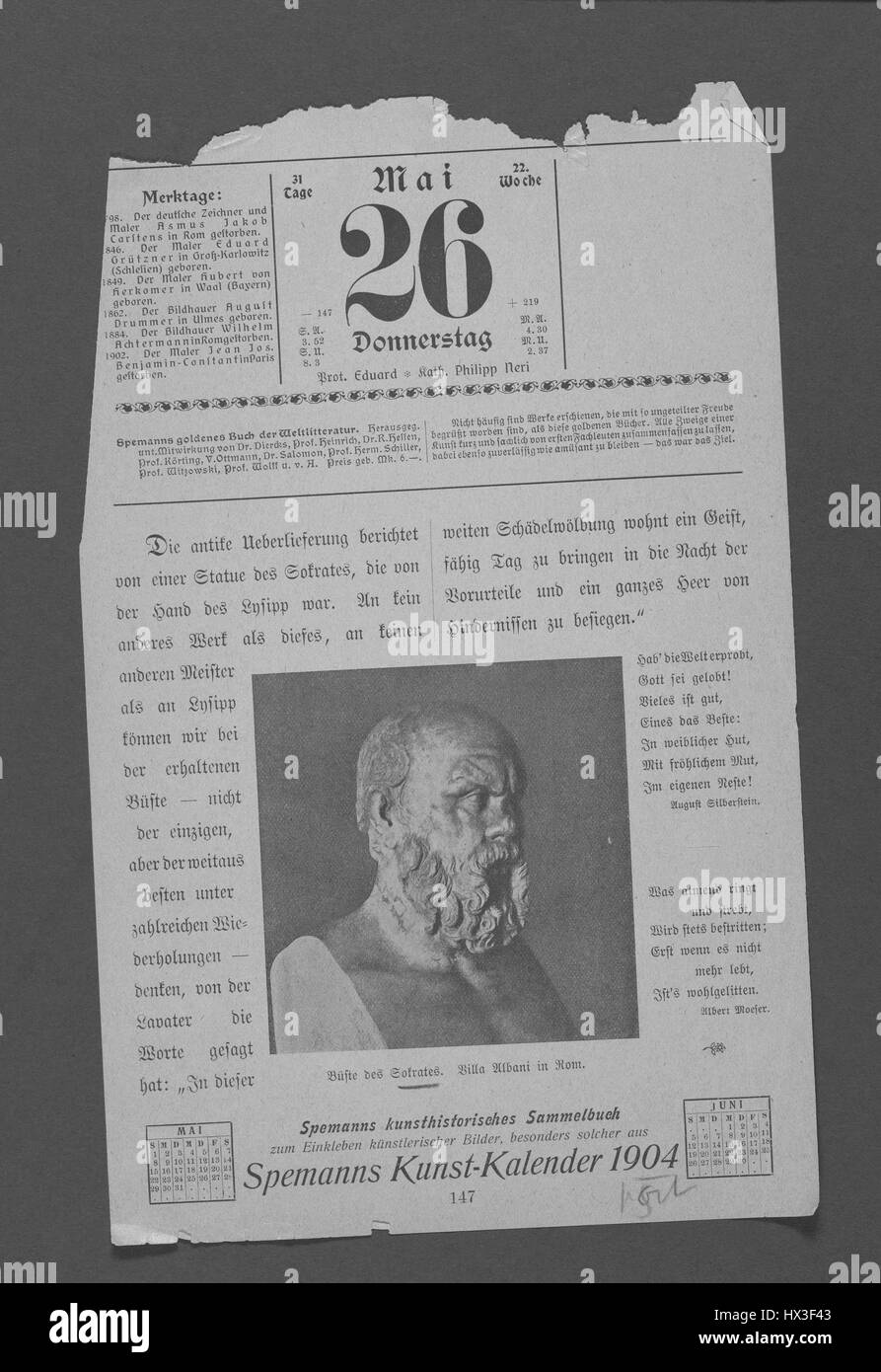 Depiction of Socrates on the front of a print publication, 1904. From ...