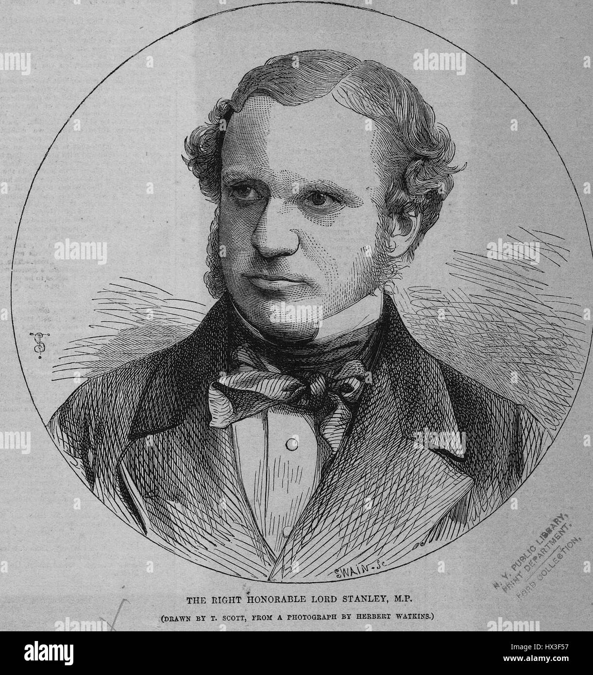Chest up portrait of Edward Henry Stanley, 15th Earl of Derby, 1858 ...