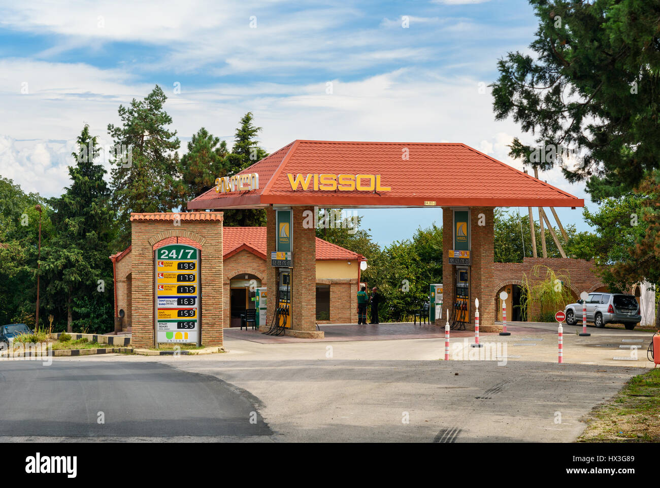 Signagi, Georgia - Sent 16, 2016: Wissol petrol station on the road in ...