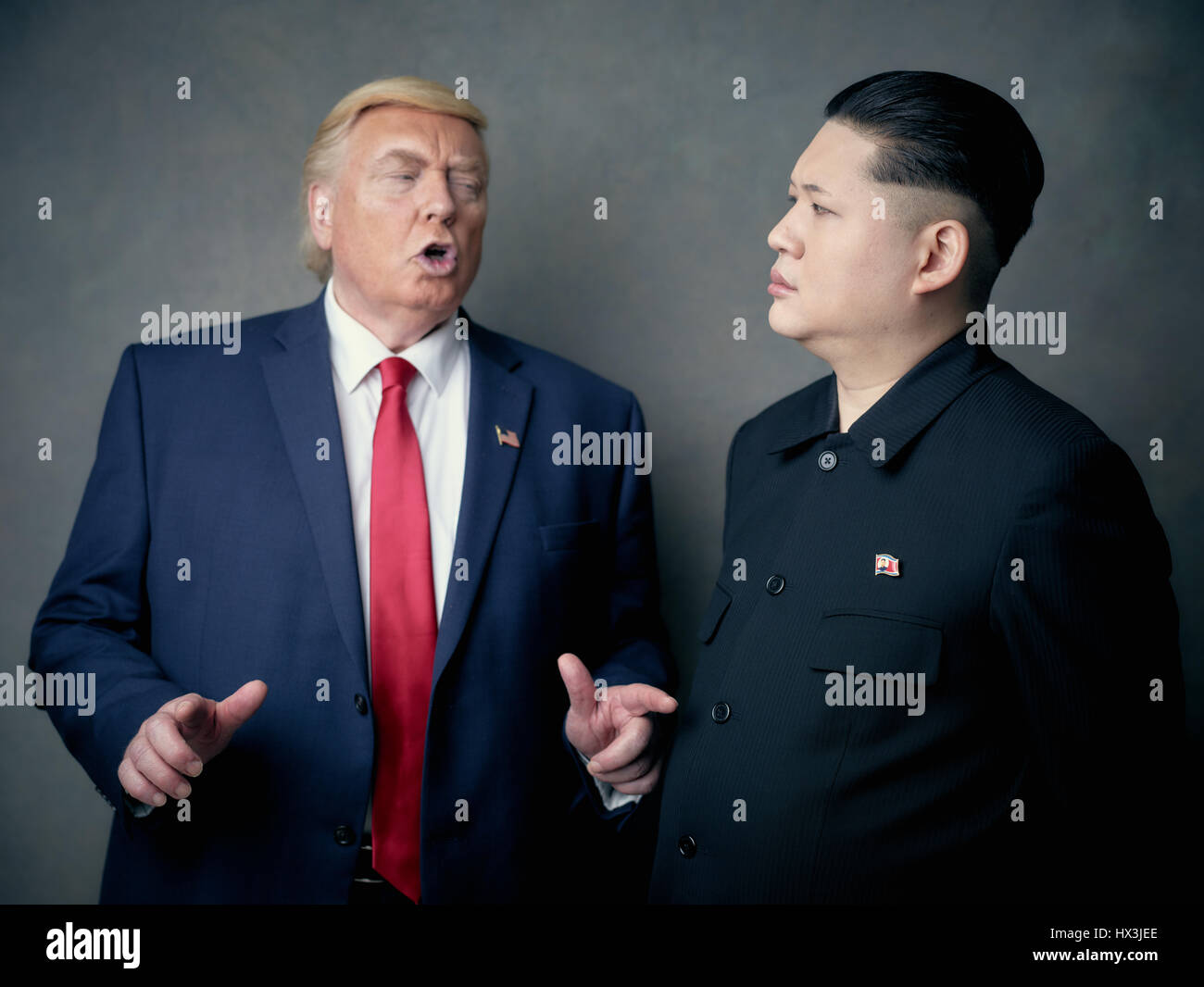 President Donald Trump lookalike and Supreme Leader of North Korea Kim ...