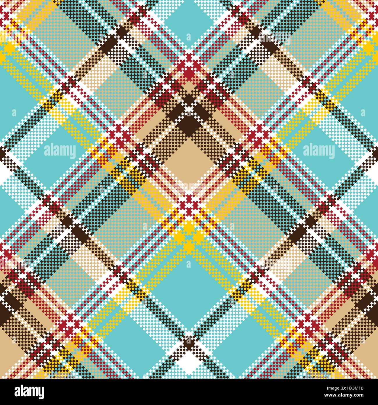 Blue madras pixel texture color fabric seamless pattern. Vector ...