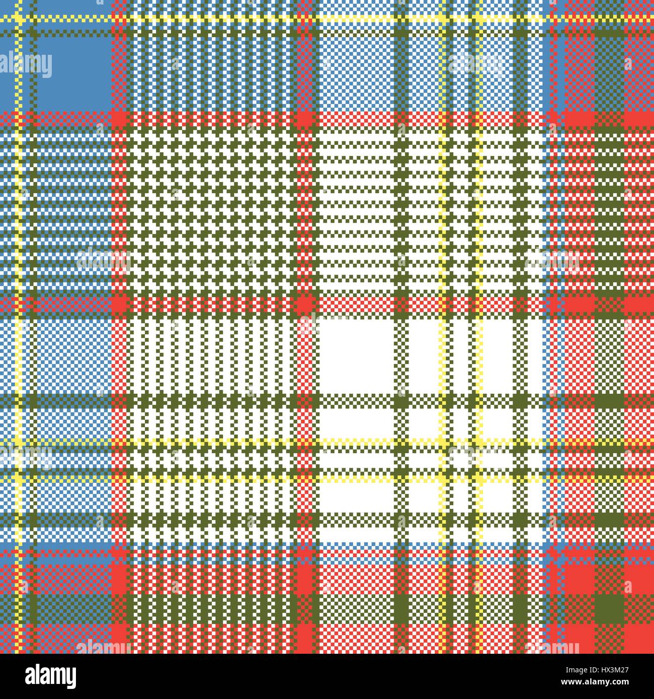 Plaid fabric texture square pixels shirt seamless pattern. Vector ...