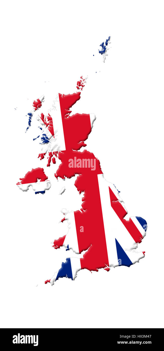 United Kingdom Map With Flag On It Isolated On White Background 3D ...