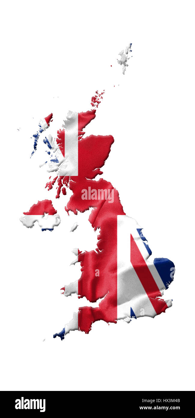 United Kingdom Map With Flag On It Isolated On White Background 3D ...