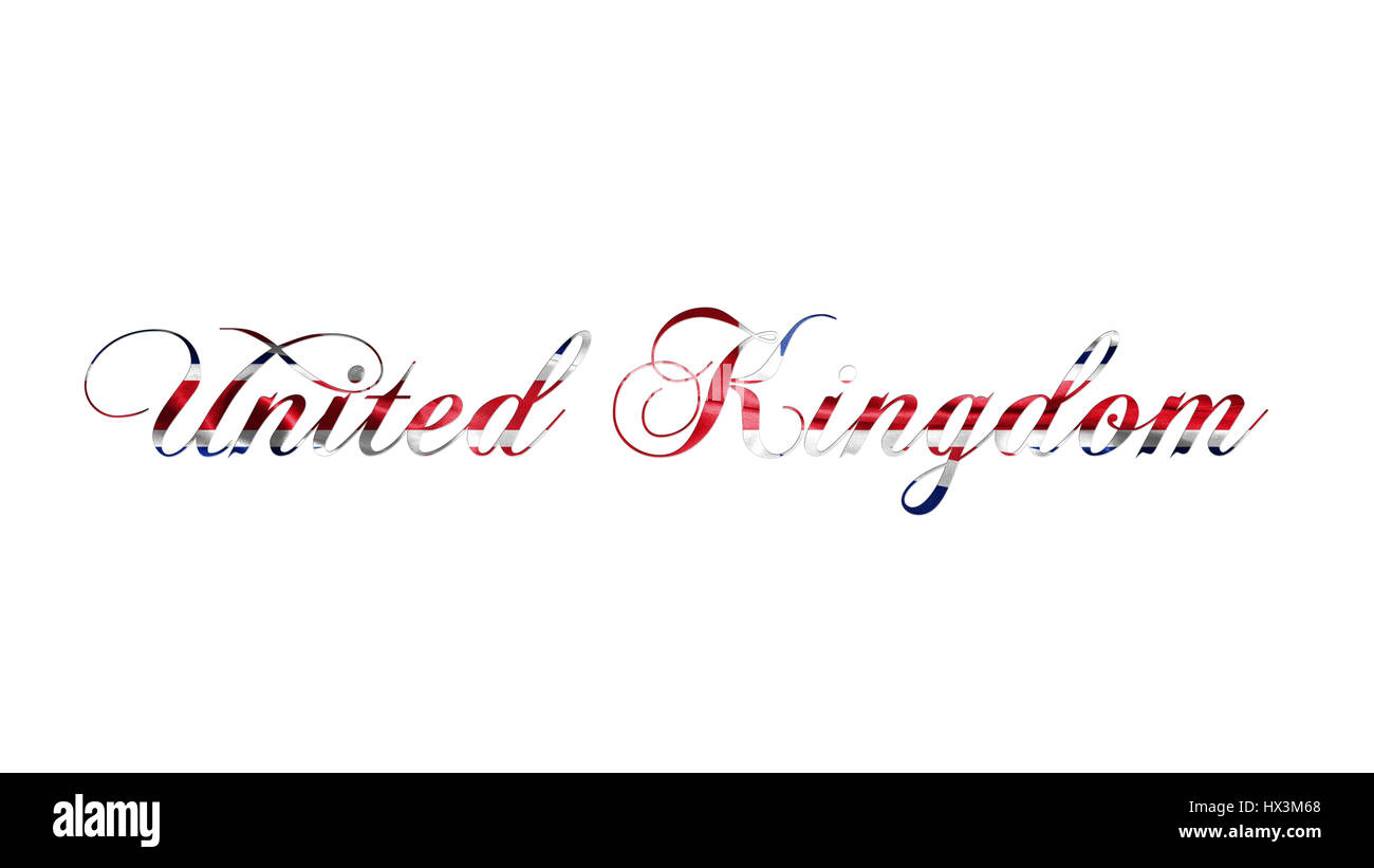 United Kingdom Text Written On White Background 3D illustration Stock ...
