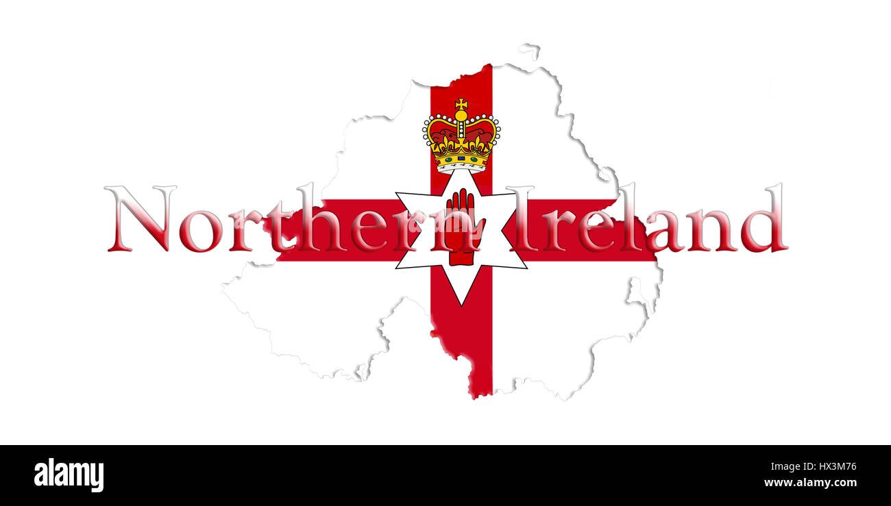 Northern Ireland Ulster Banner. Map With Flag And Country Name On It 3D ...