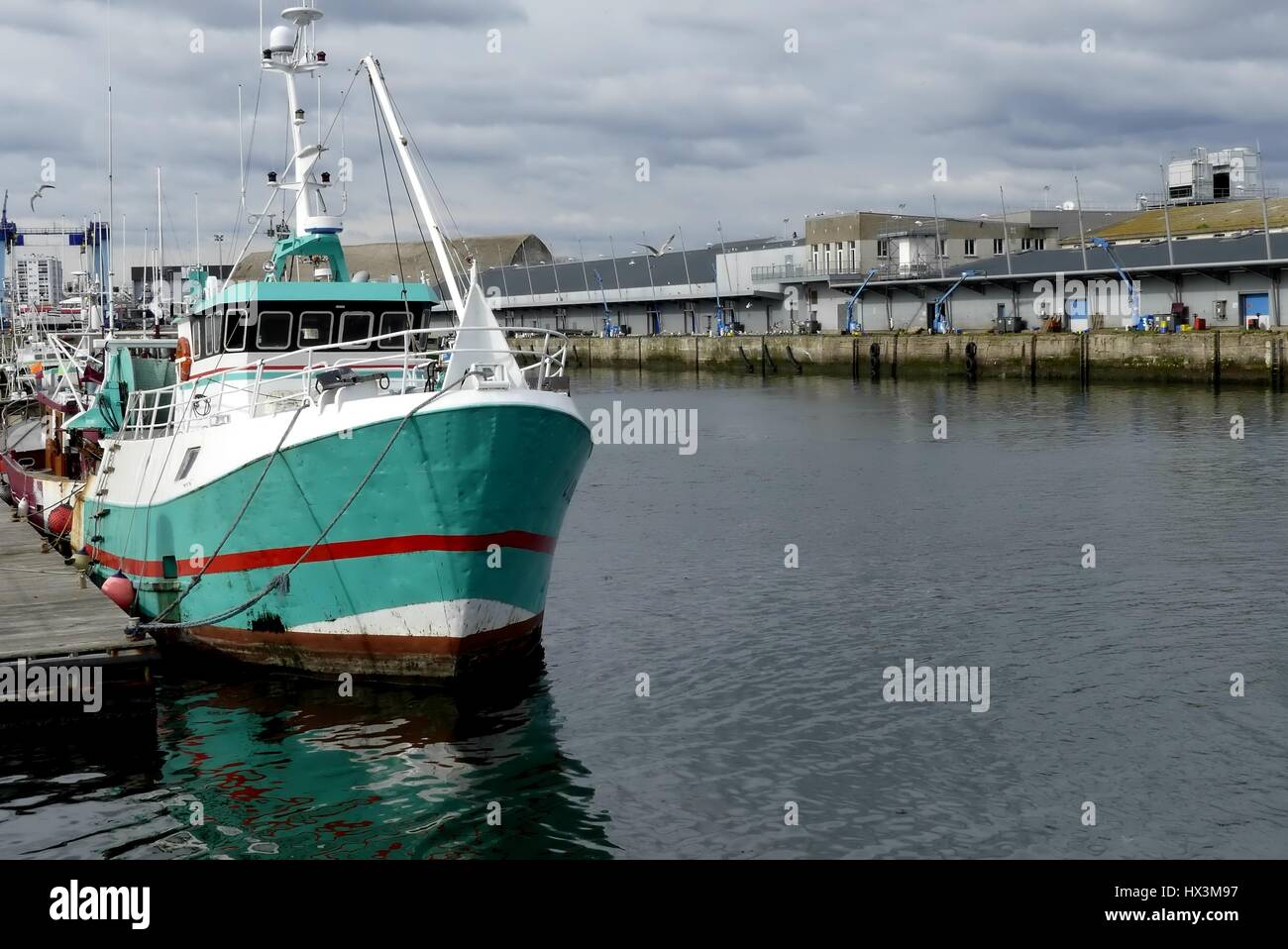 Modern fishing boat docked at Keroman harbor, Lorient, France Stock ...